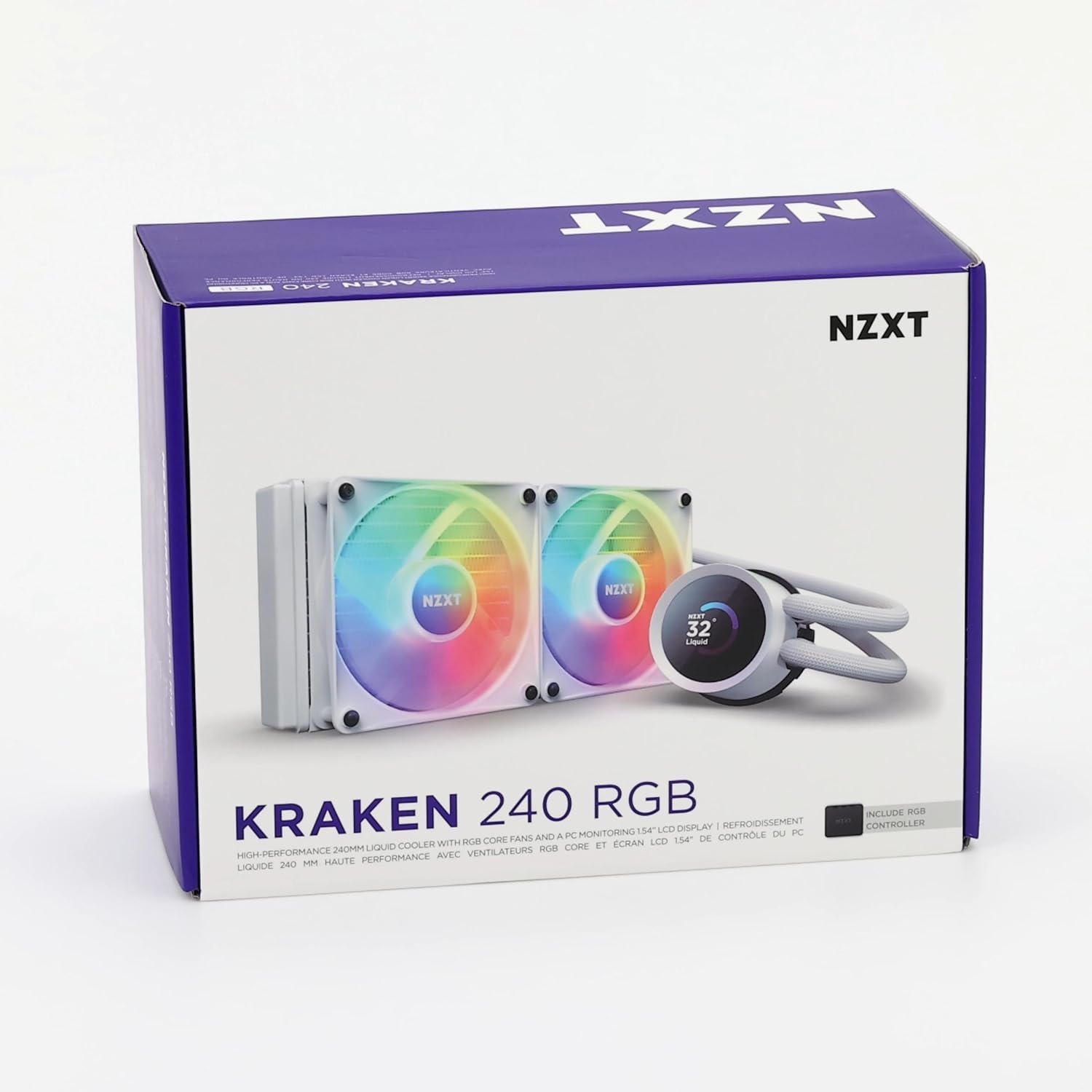 Techstore LTD. NZXT Kraken 240mm RGB AIO LCD Liquid Cooler White 1700/AM5 RL-KR240-W1